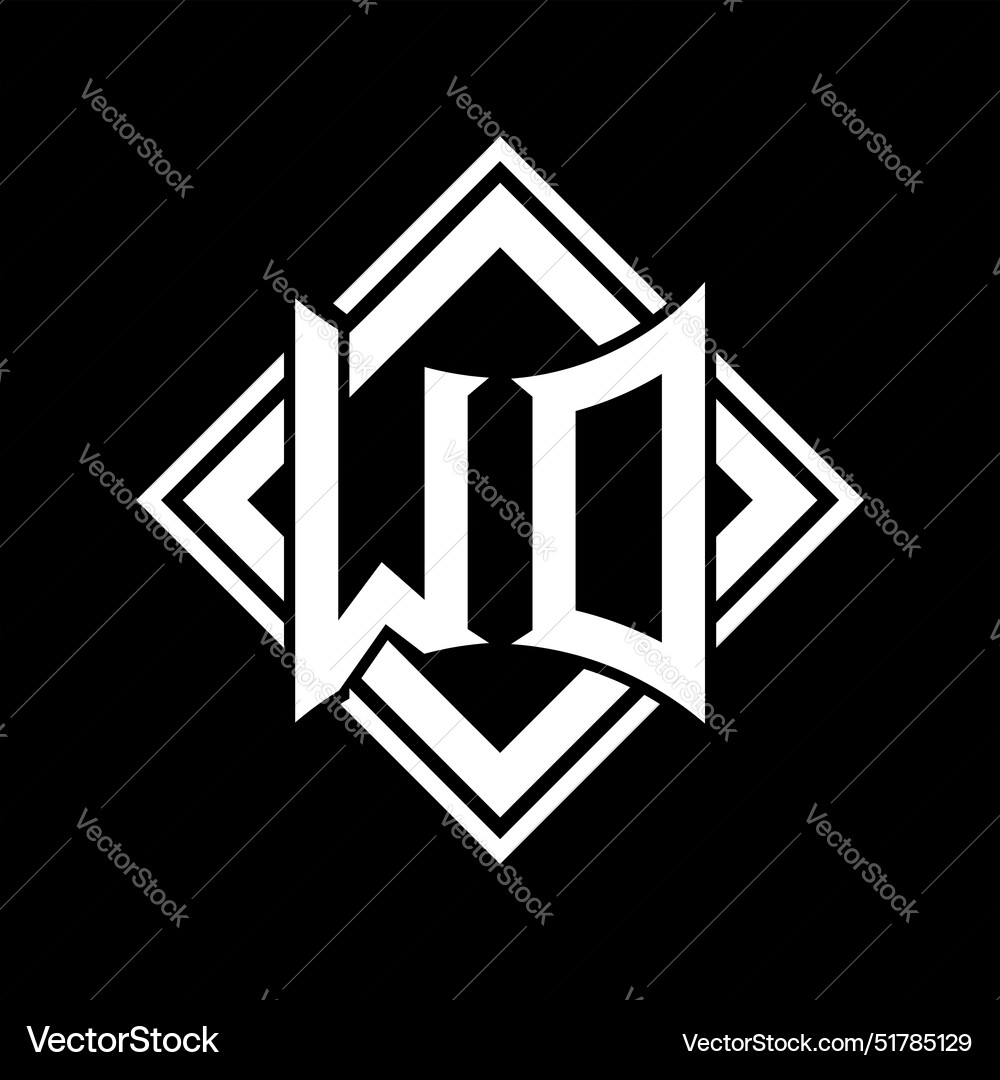 Wd letter logo abstract shield shape with square Vector Image