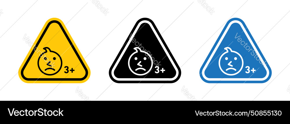 Age warning sign icon set caution for Royalty Free Vector