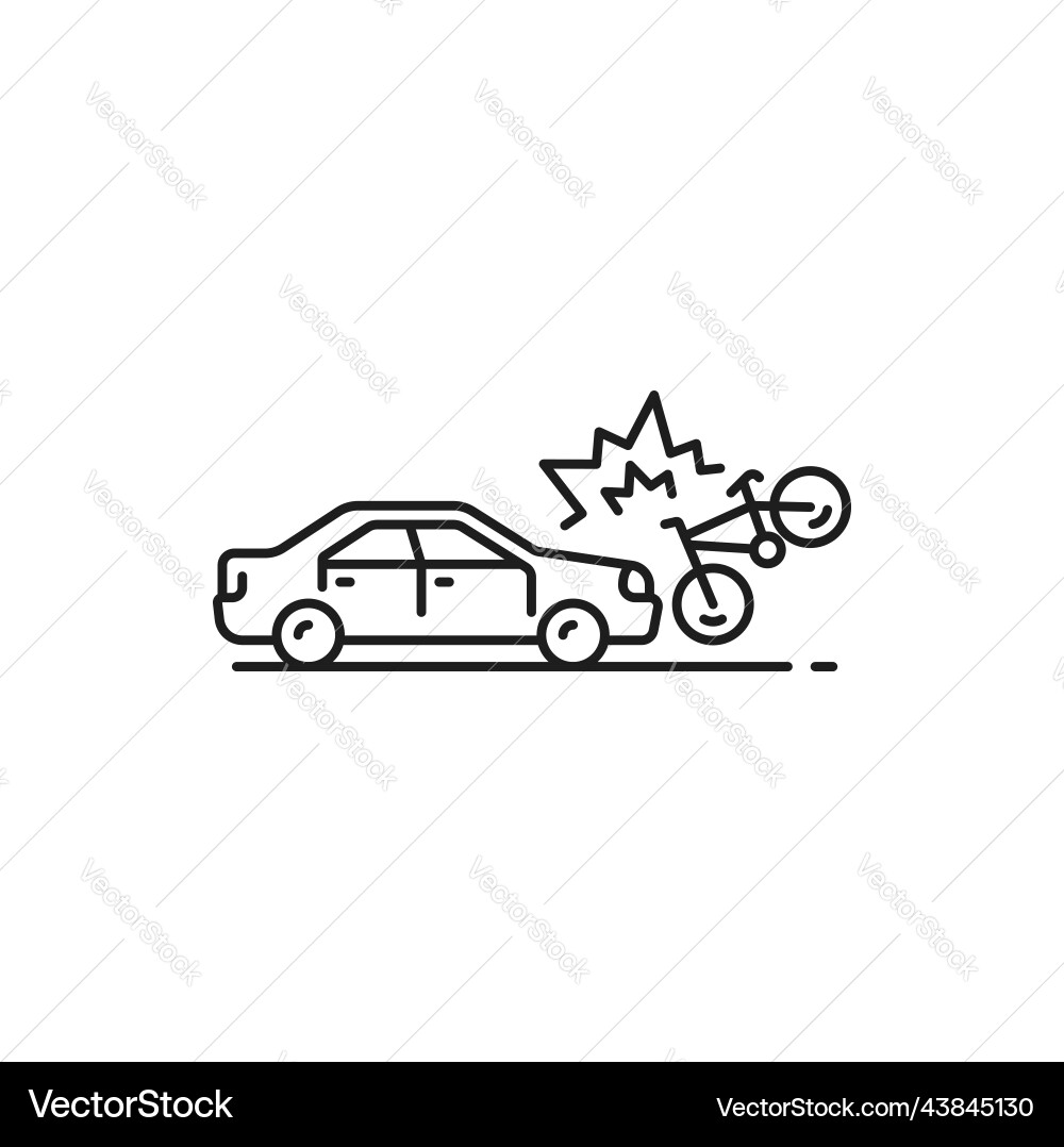 Car crash damage or road accident thin line icon Vector Image