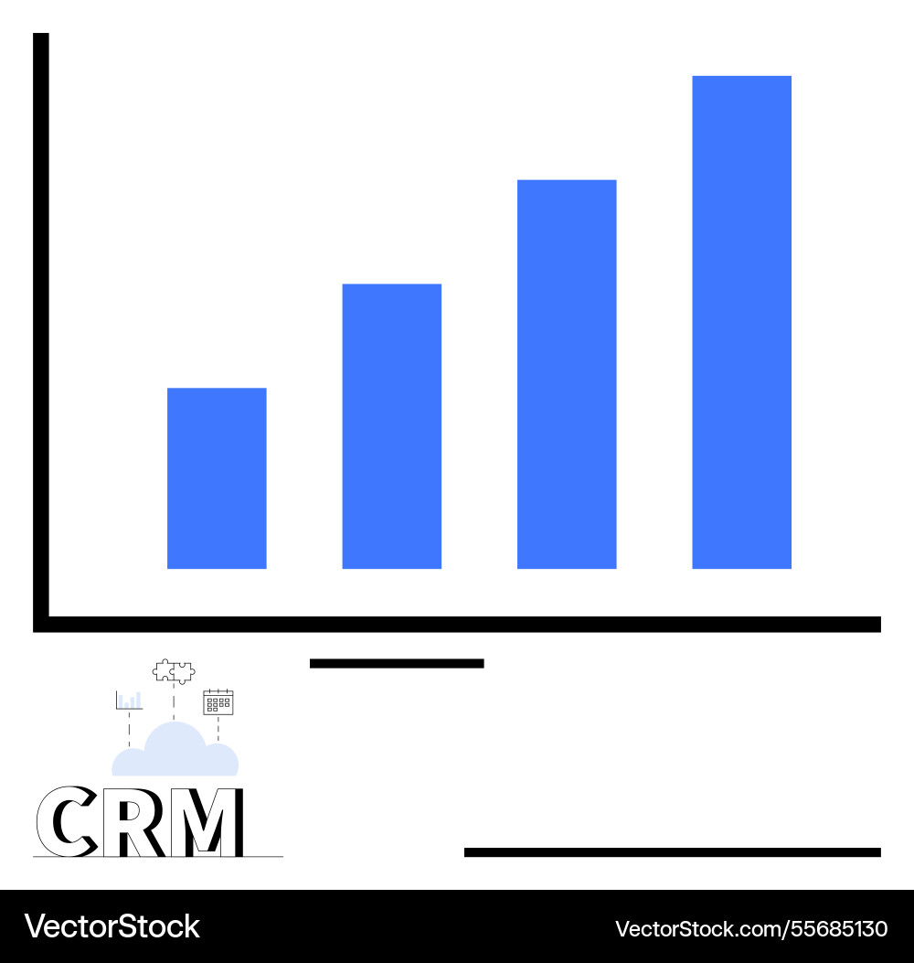 Crm growth chart with icon representing cloud Vector Image