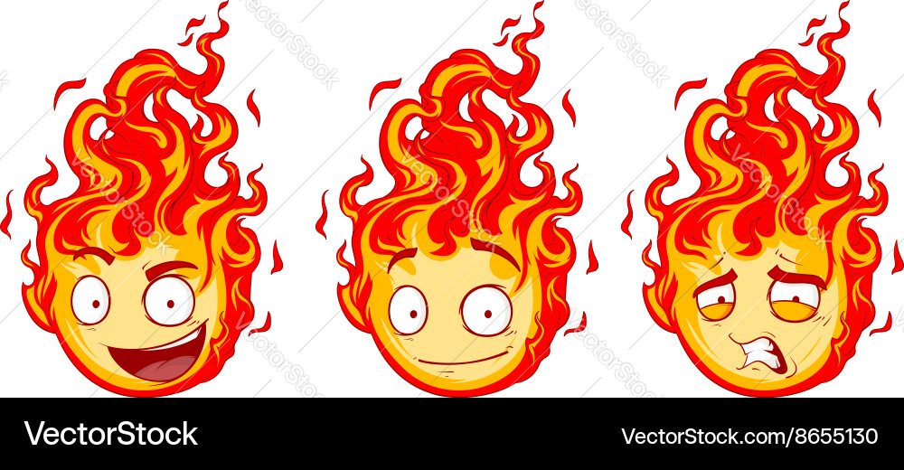 Fire smiles set Royalty Free Vector Image - VectorStock