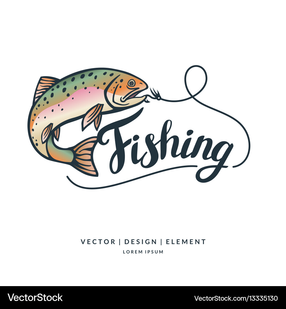Fishing modern hand drawn lettering phrase Vector Image