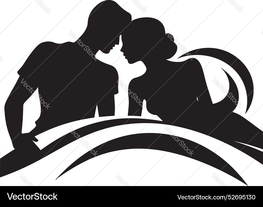 Intimate impressions couple on bed logo warmth Vector Image