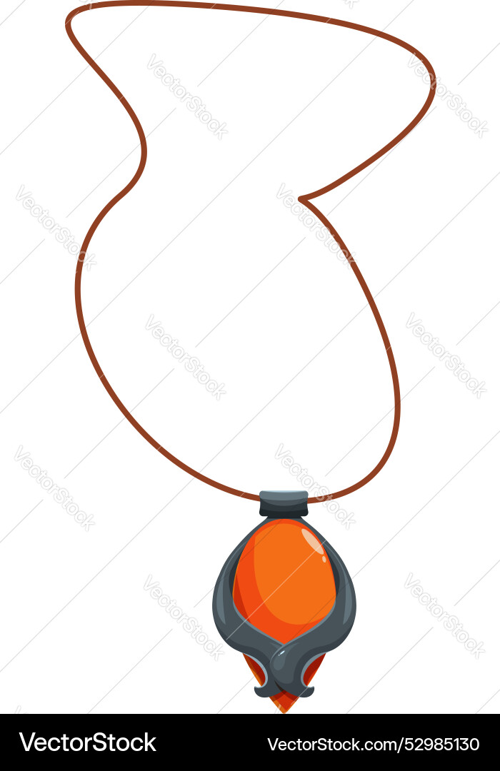 Orange stone pendant hanging on a string necklace Vector Image