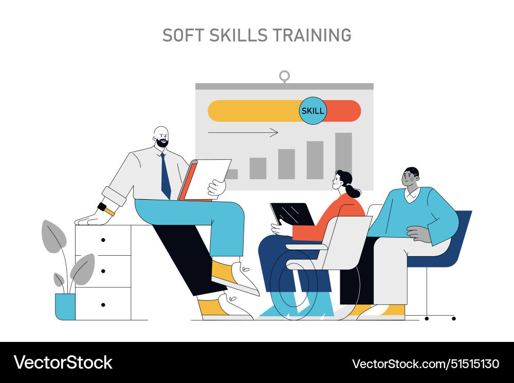 Soft skills training flat Royalty Free Vector Image