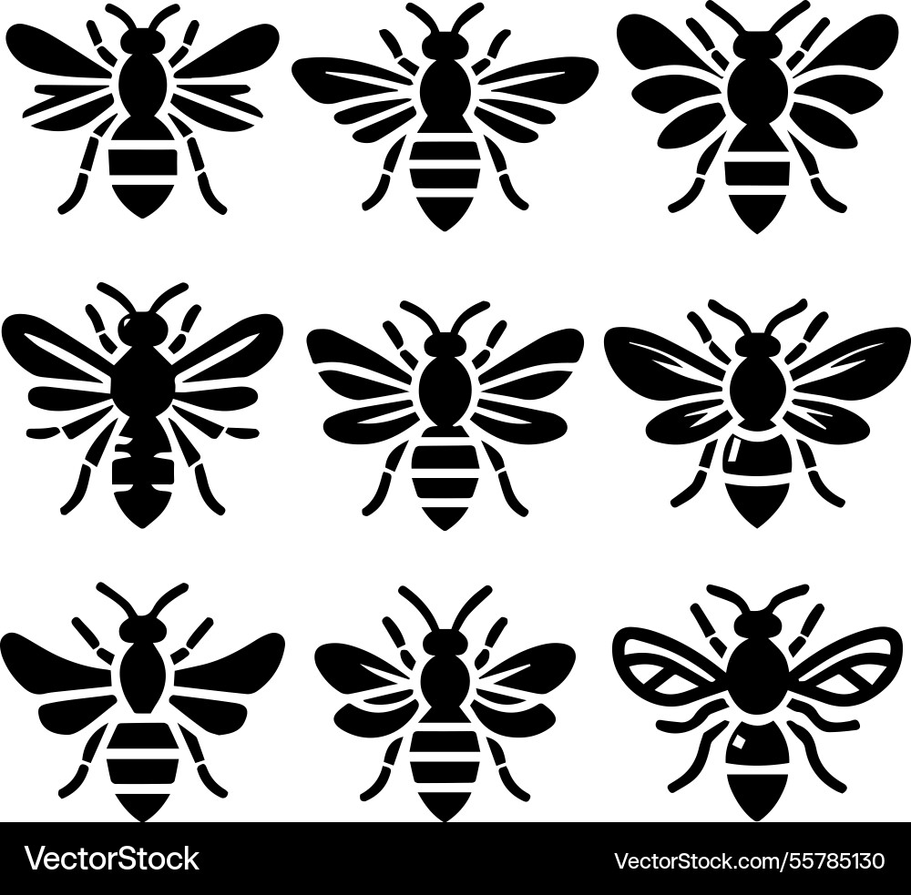 Stylized bee silhouette Royalty Free Vector Image
