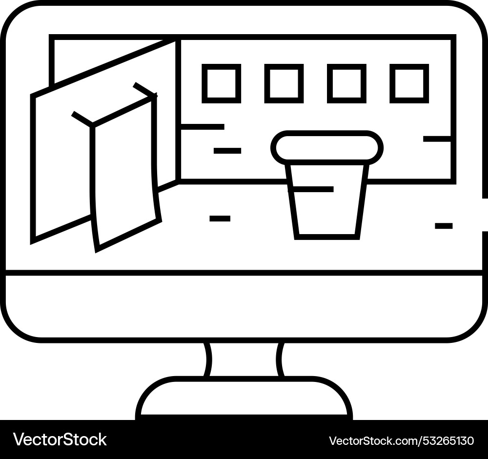 Virtual trade show line icon Royalty Free Vector Image