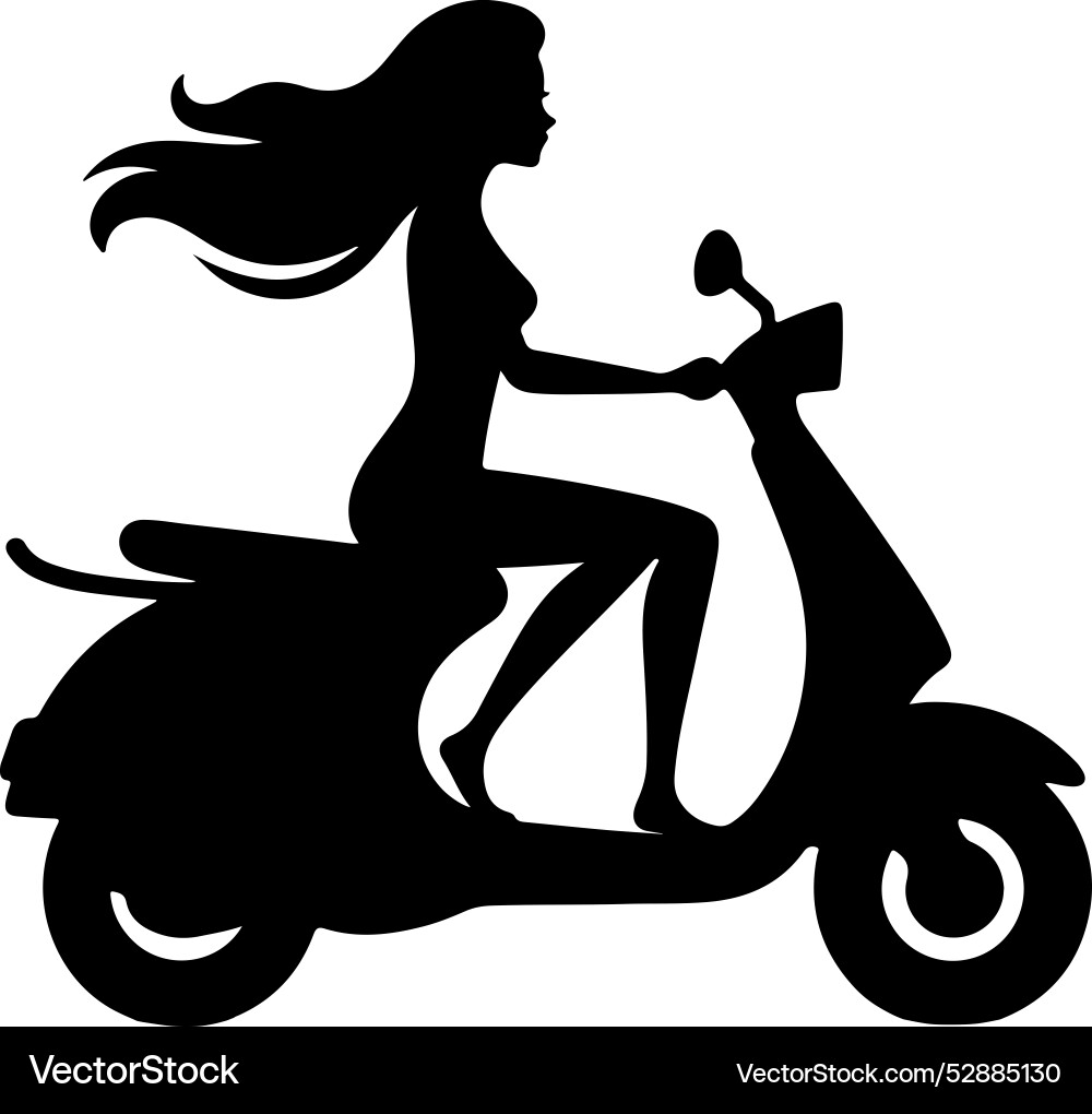 Woman riding a scooter silhouette Royalty Free Vector Image