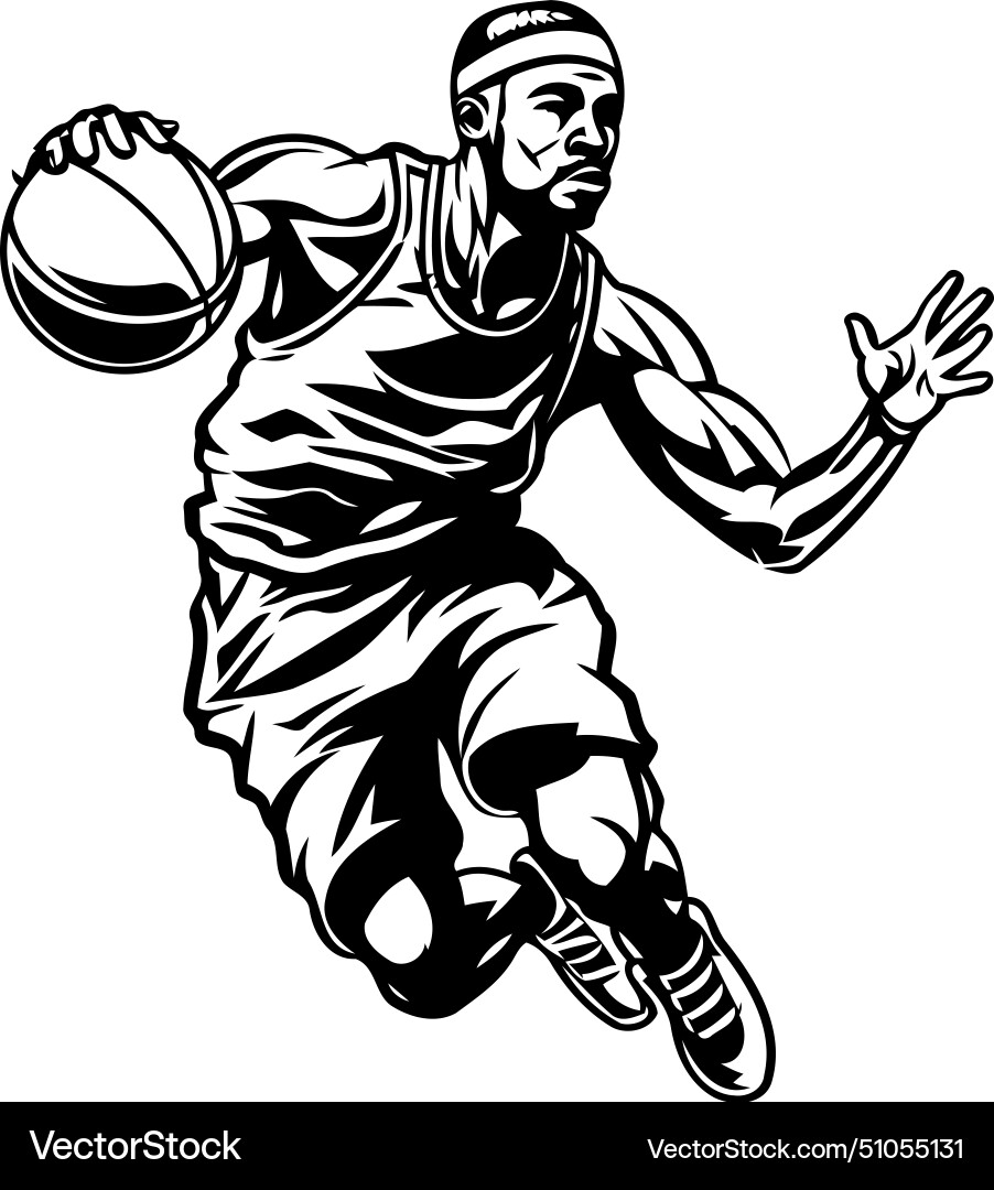 Basketball player jumping with ball isolated Vector Image