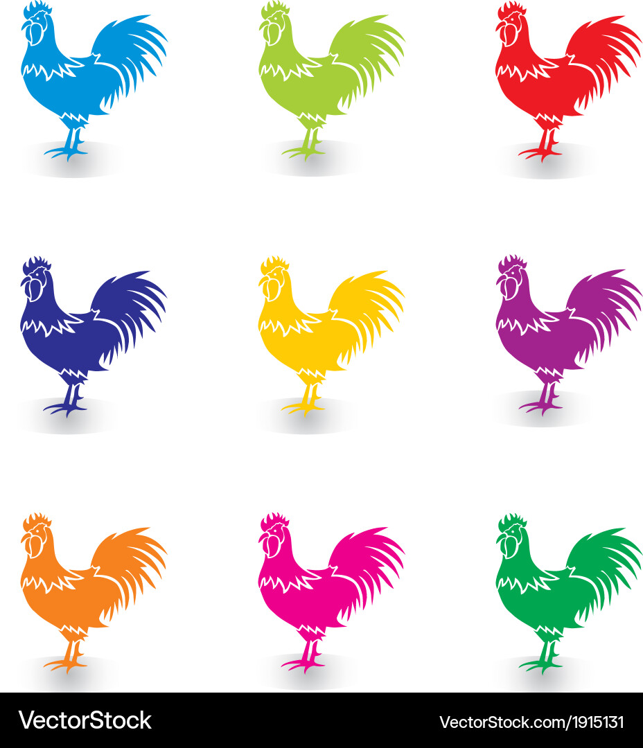 Colorful chicken set Royalty Free Vector Image