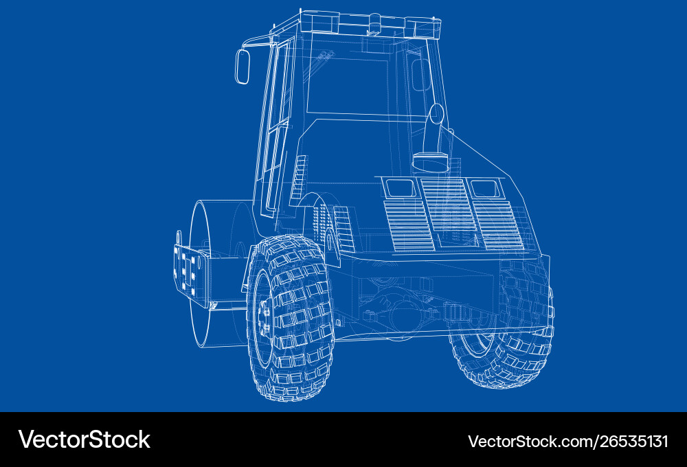 Construction machine asphalt compactor Royalty Free Vector