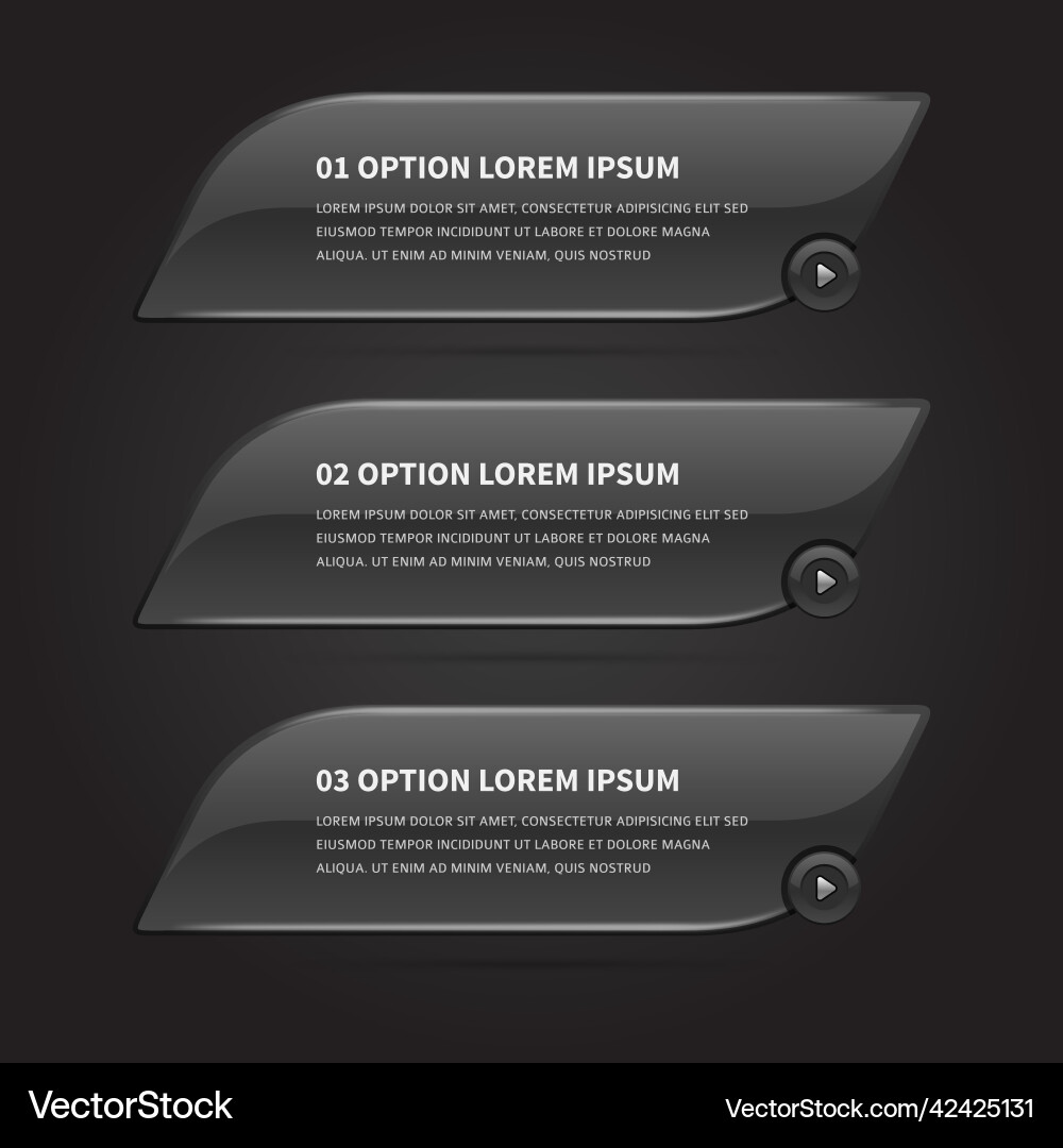 Creative black infographics element steps options Vector Image