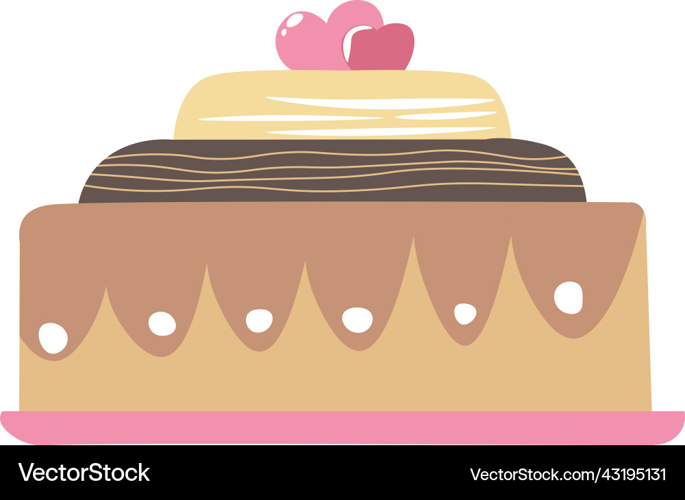 Delicious cake with cream glazed dessert Vector Image
