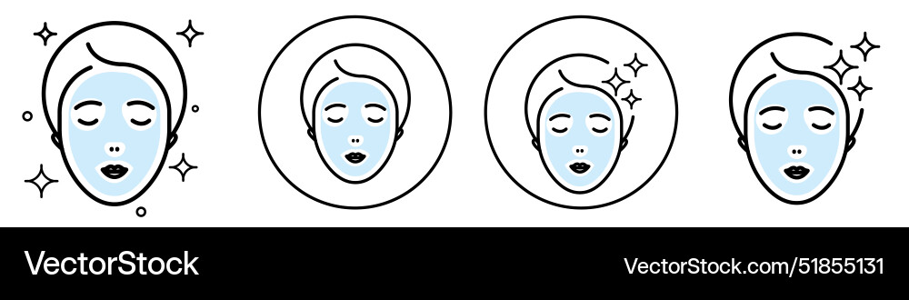 Face mask sheet icon set collection for web Vector Image
