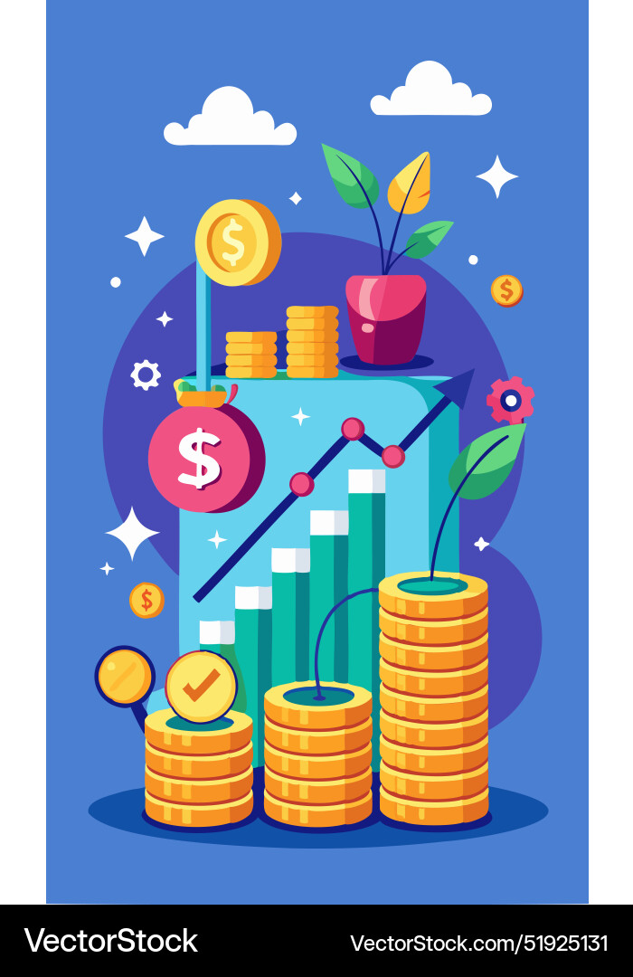 Financial growth and roi Royalty Free Vector Image