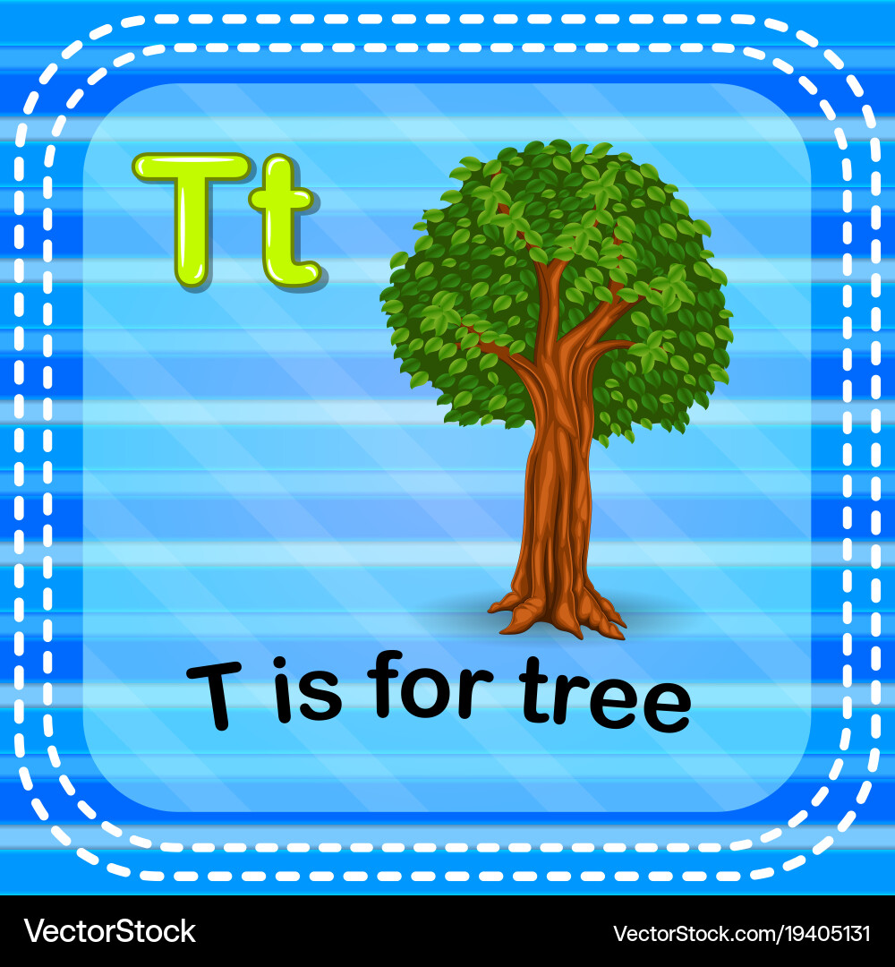 Flashcard letter t is for tree Royalty Free Vector Image