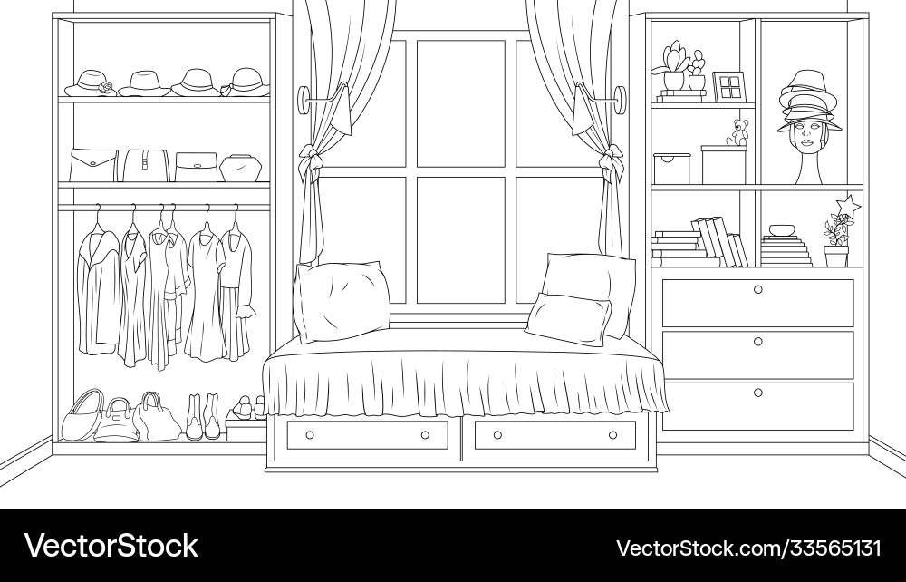 Interior a cozy bedroom Royalty Free Vector Image