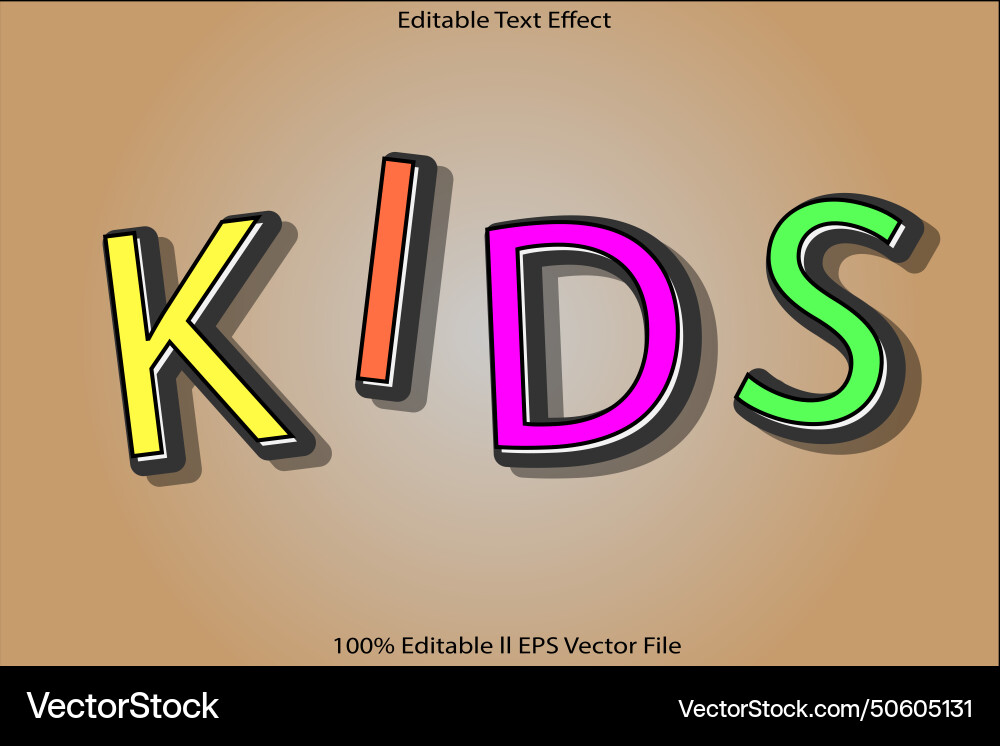 Kids editable text effect Royalty Free Vector Image