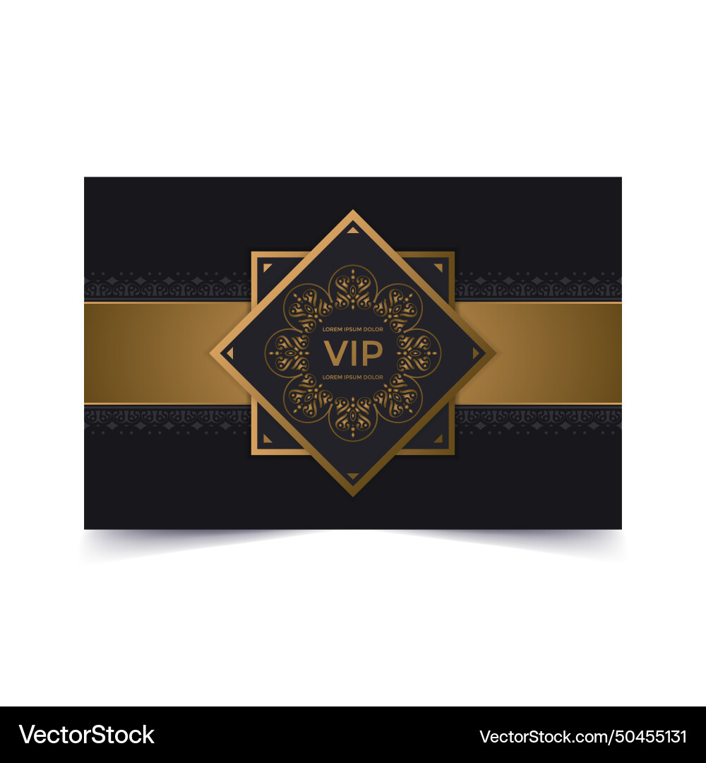Luxury dark vip card in ornament texture Vector Image