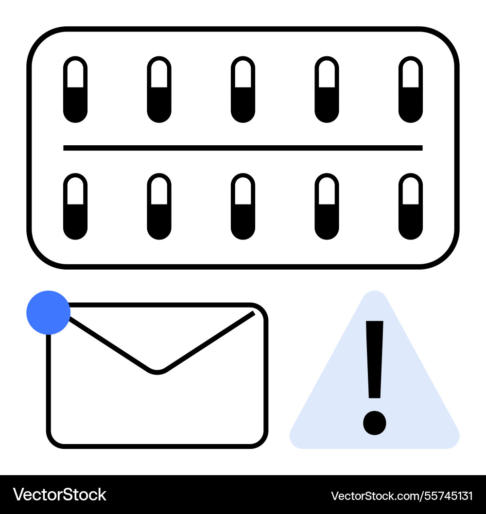 Medication reminder notification with alert symbol