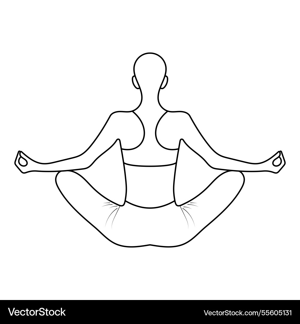 Meditative yoga pose outline Royalty Free Vector Image