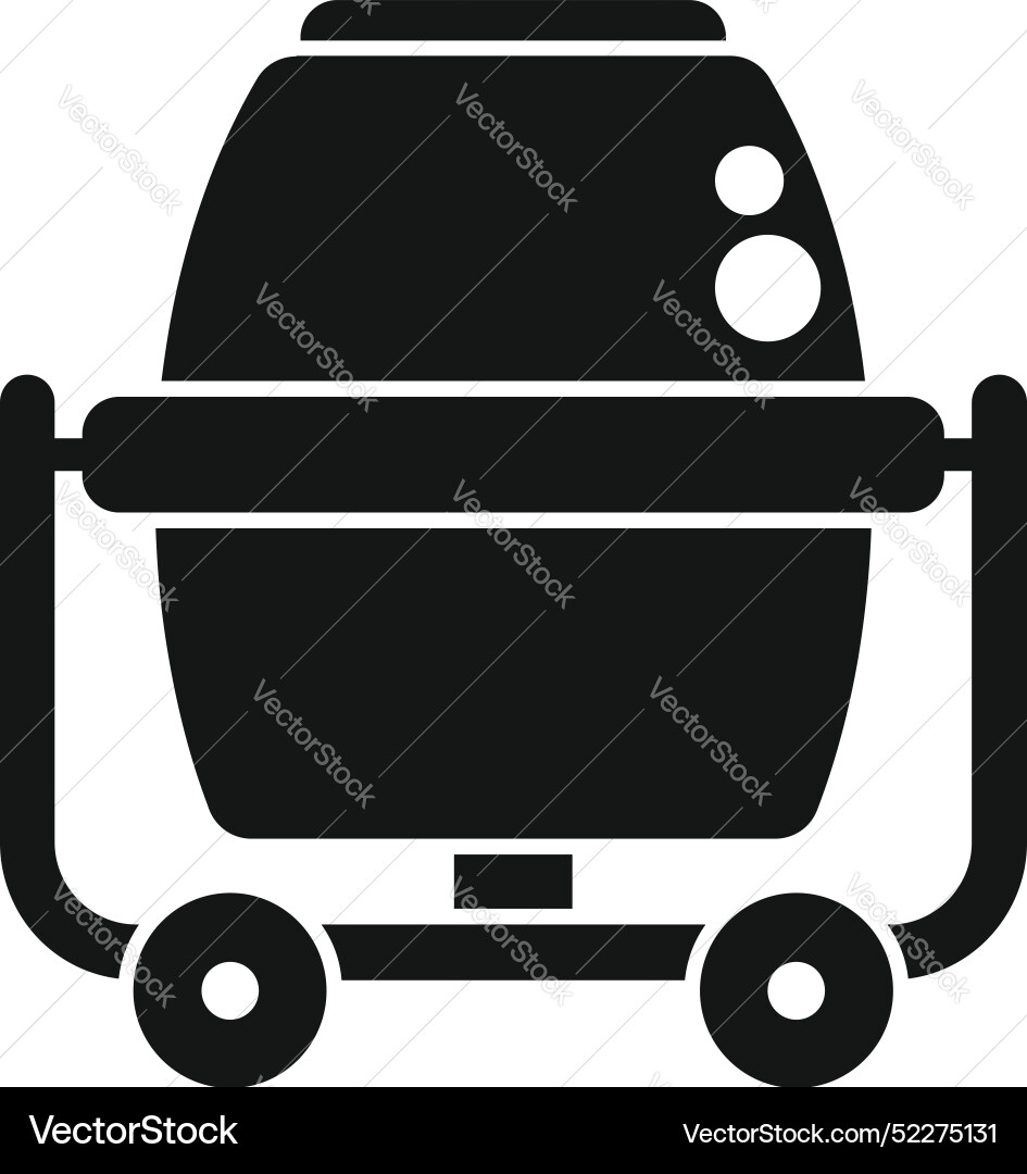 Mobile concrete mixer standing on wheels Vector Image