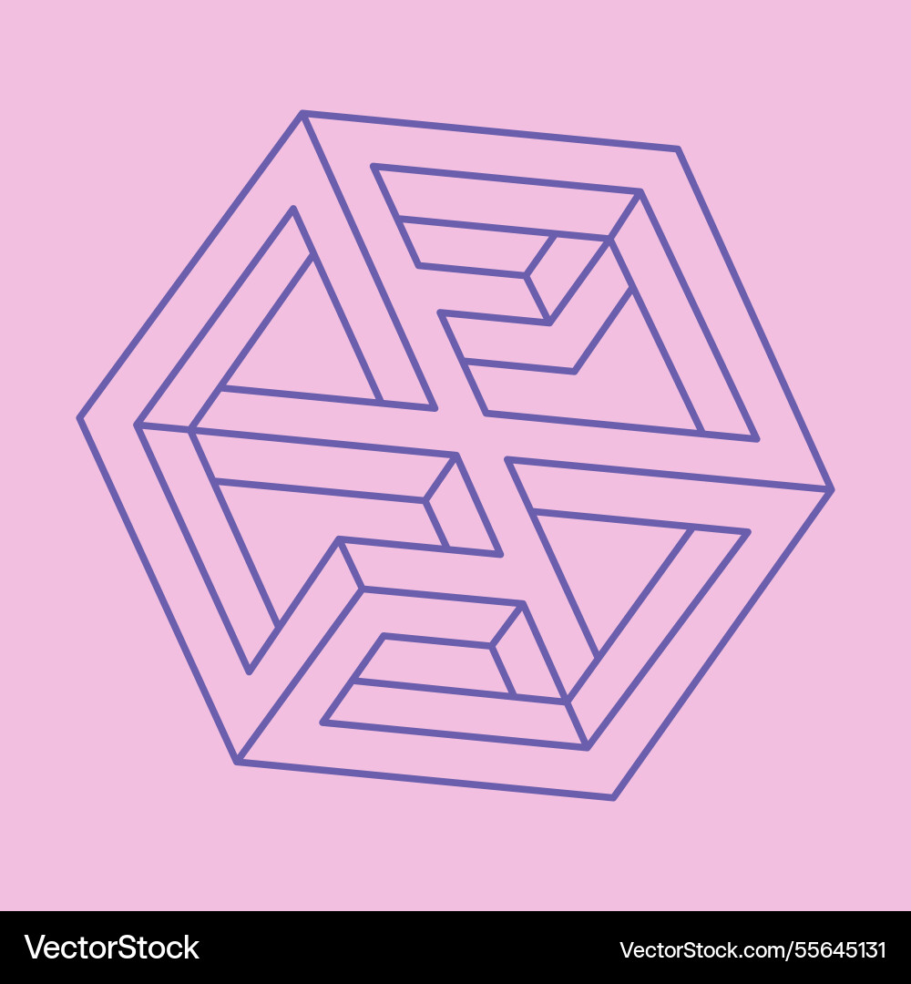 Optical illusion impossible shapes Royalty Free Vector Image