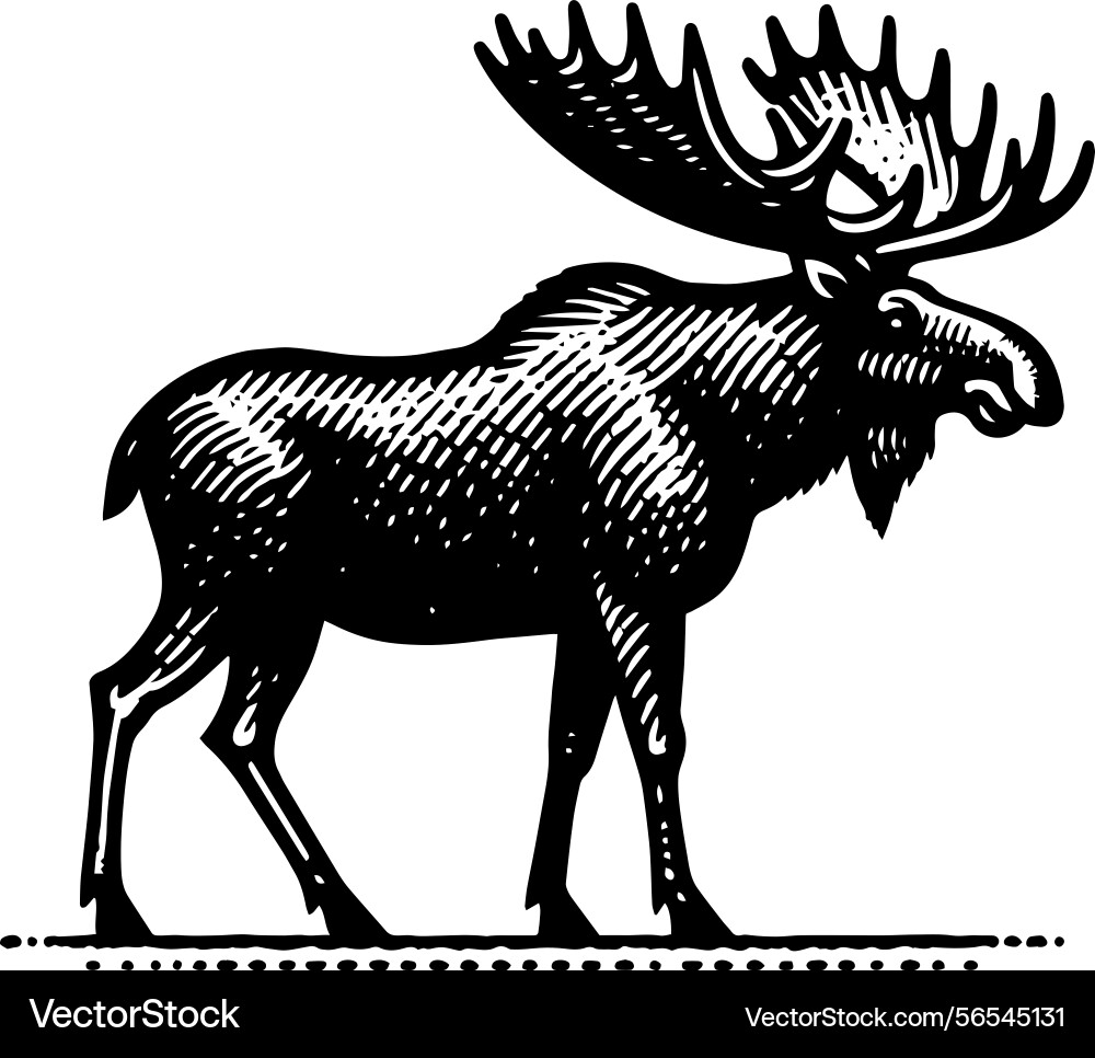 Einfache Moose Stehseite Ansicht Symbol Vintage Vektorbild