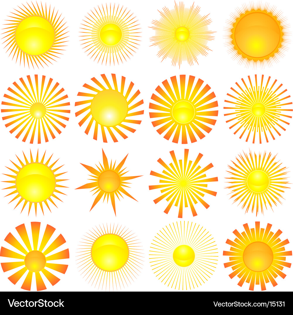 Sun shapes Royalty Free Vector Image - VectorStock