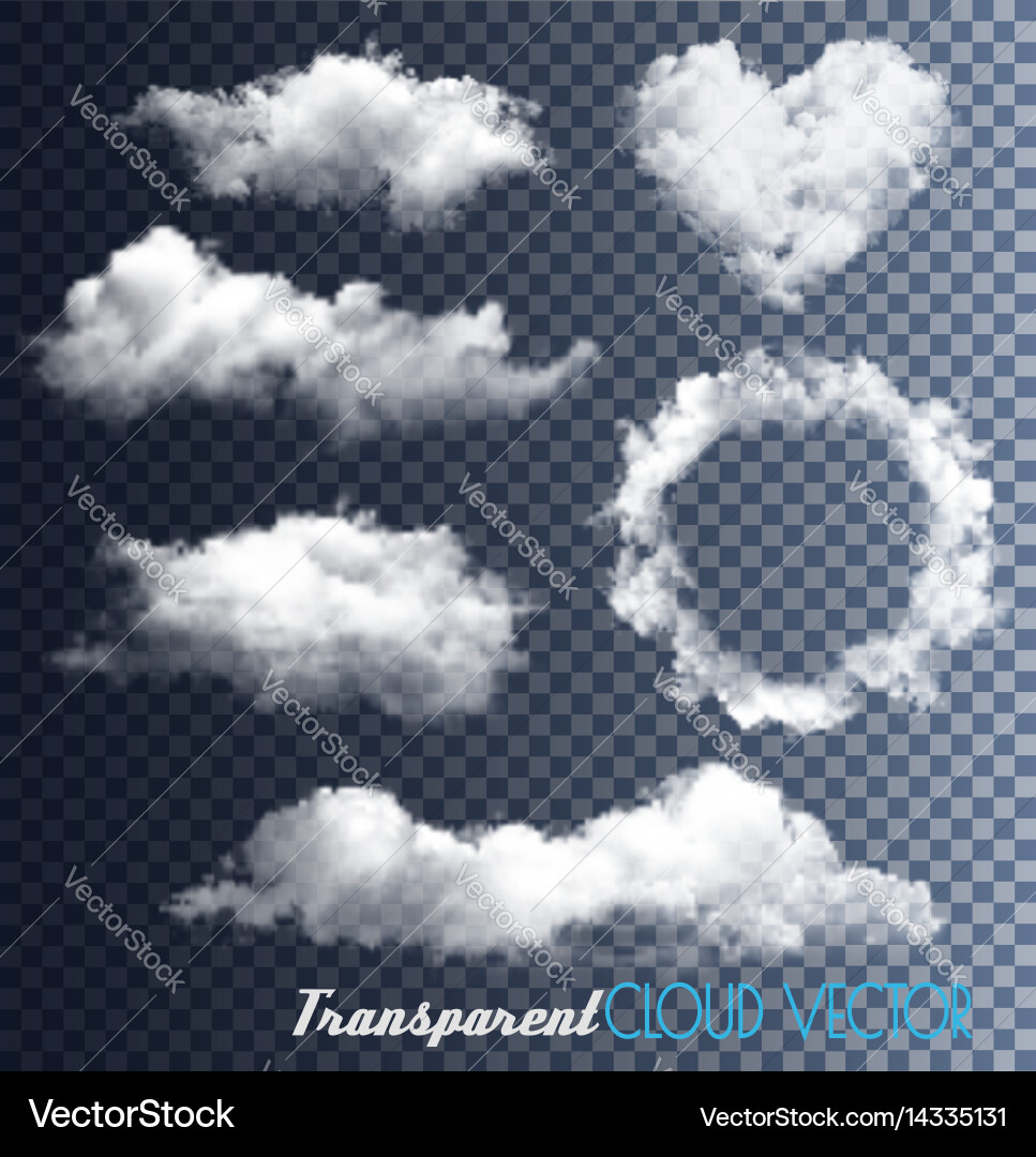 Transparent set of cloud Royalty Free Vector Image