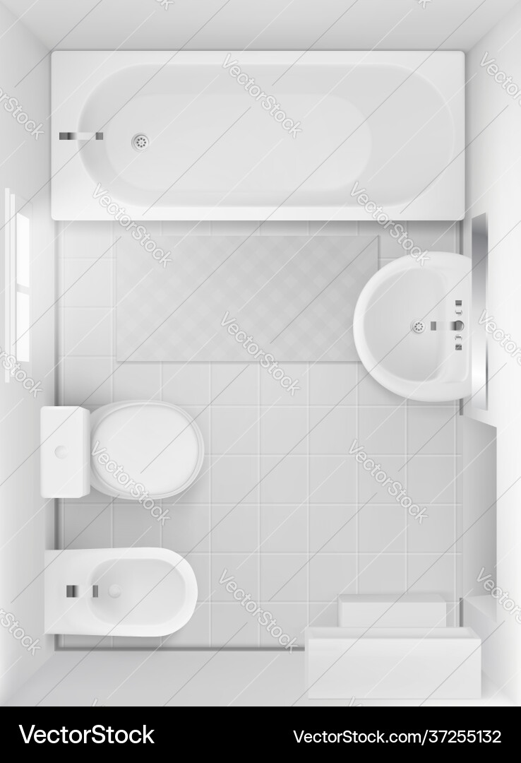 Bathroom interior top view room design project Vector Image