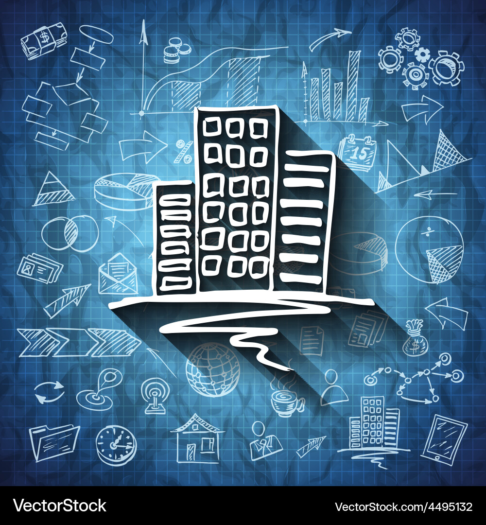 Business Blueprint Icon - Sketch Royalty Free Vector Image