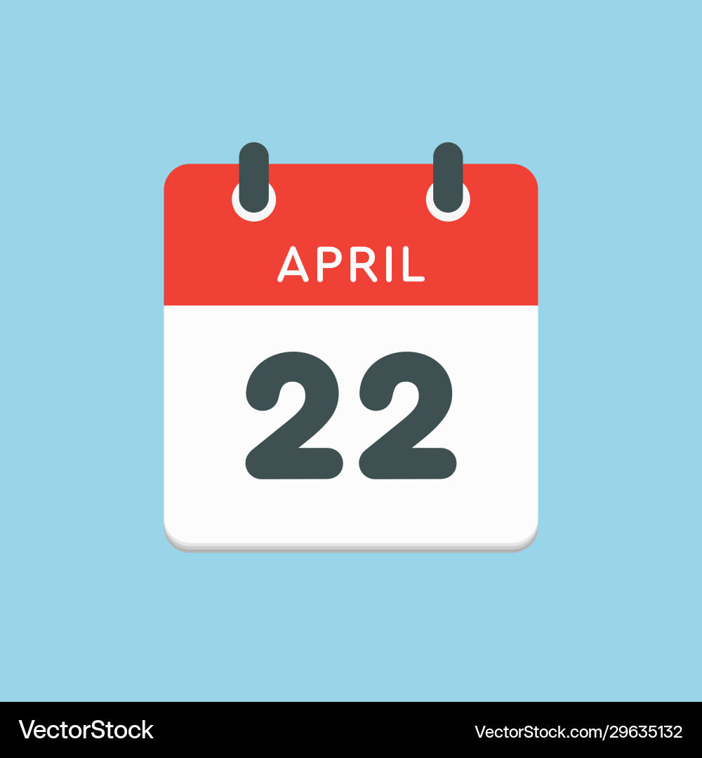Calendar day 22 april days year Royalty Free Vector Image