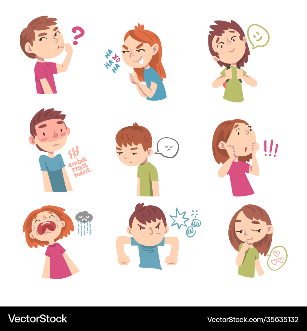 Children with Diverse Emotions Royalty Free Vector Image