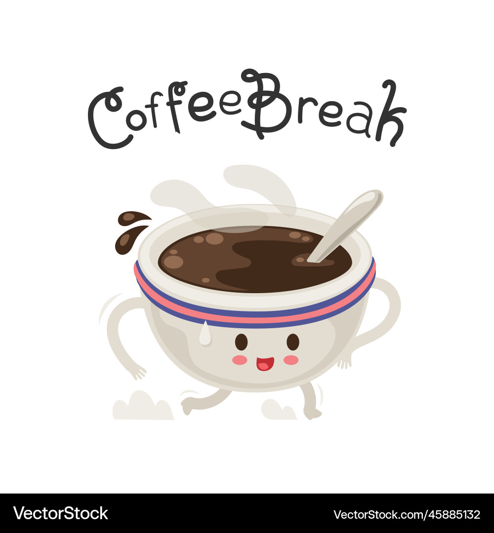 Coffee break lettering with cartoon mug Royalty Free Vector