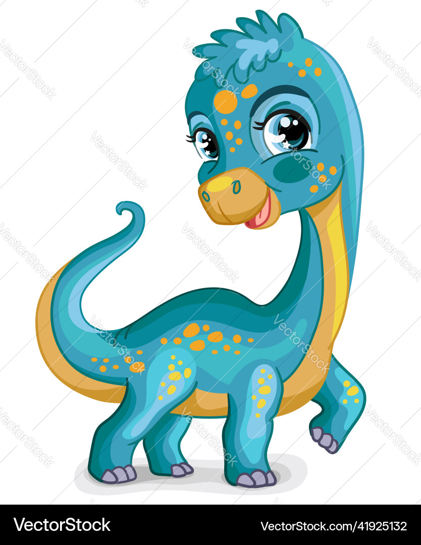 Cute cartoon diplodocus boy isolated Royalty Free Vector