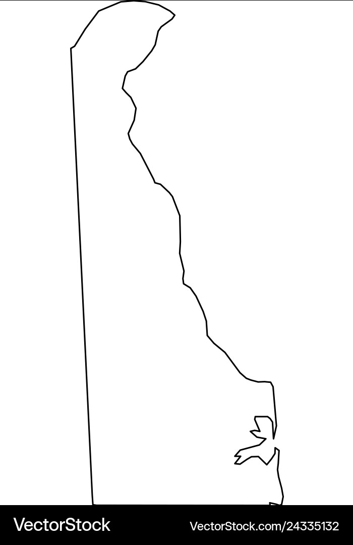 Delaware state of usa - solid black outline map Vector Image