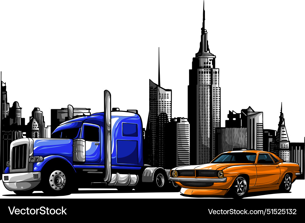 Draw semi truck vehicle design Royalty Free Vector Image