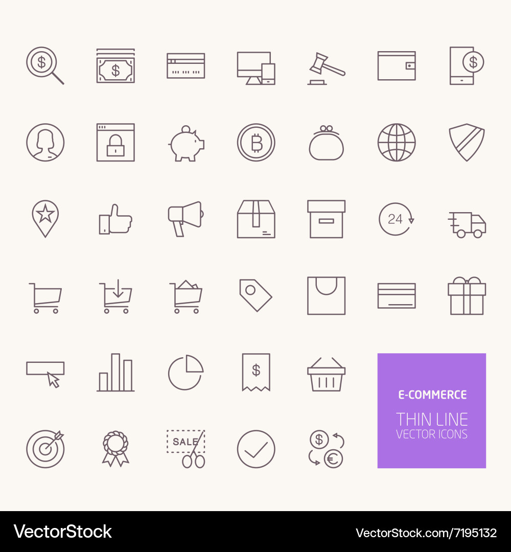 E-Commerce Outline Icons - Shopping Royalty Free Vector