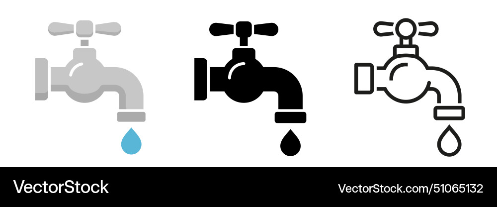 Faucet icons set water tap collection bathroom Vector Image