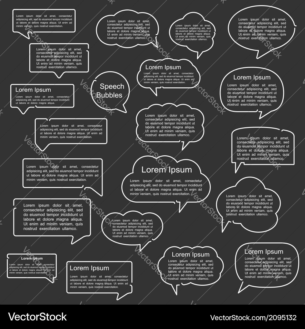 Flat line speech bubbles collection Royalty Free Vector