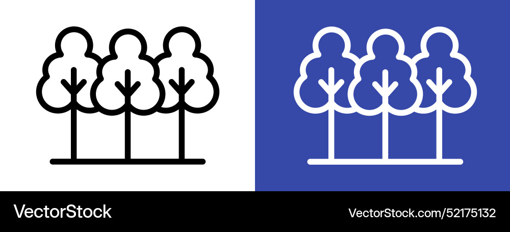 Forest and park trees logo sign set outline Vector Image