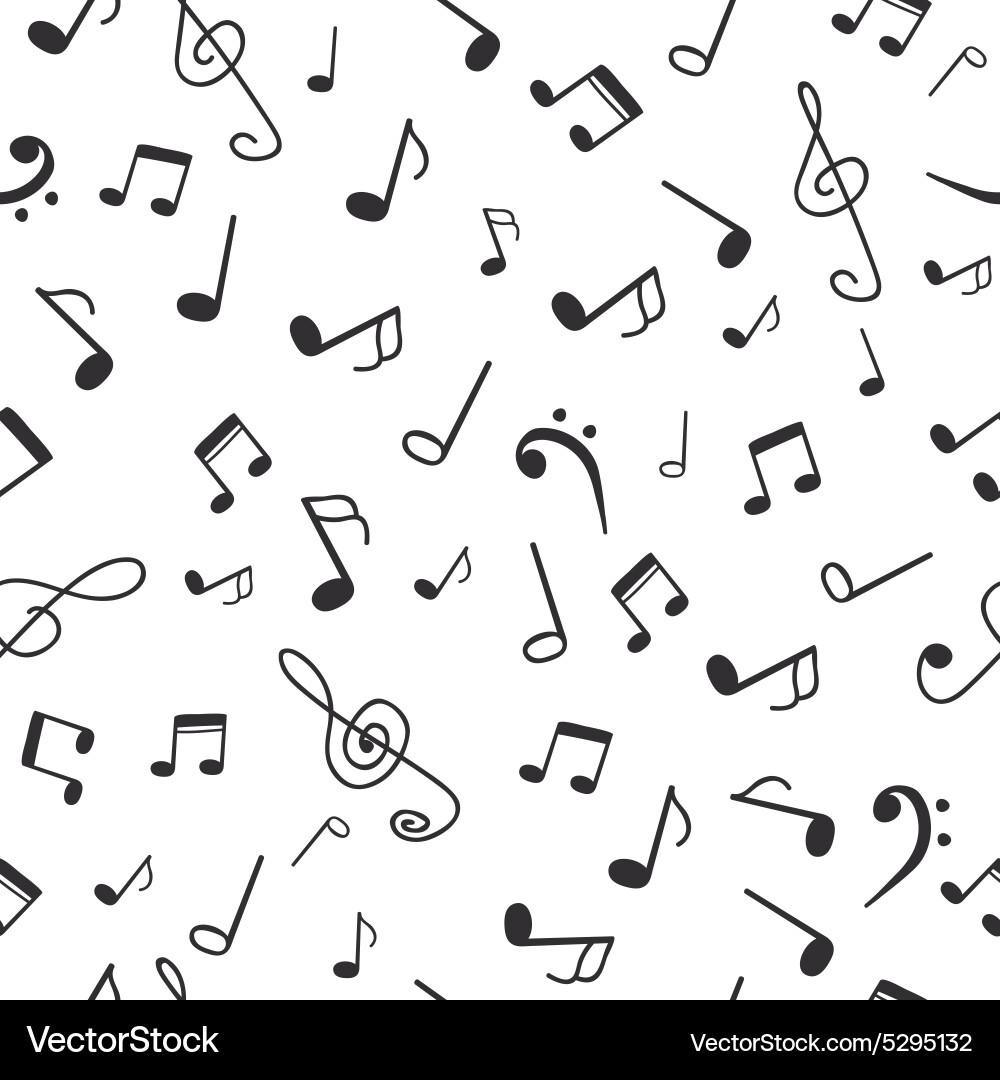 Hand drawn music notes seamless pattern Royalty Free Vector