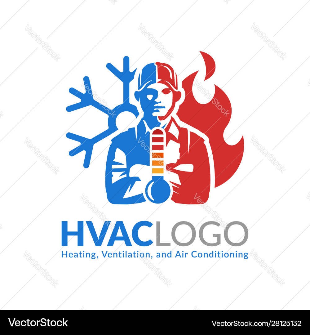 Hvac logo design heating ventilation and air Vector Image