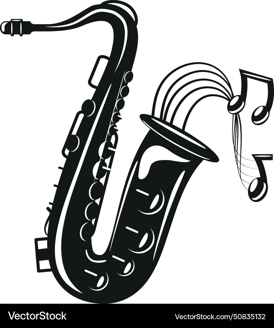 Jazz saxophone instrument Royalty Free Vector Image