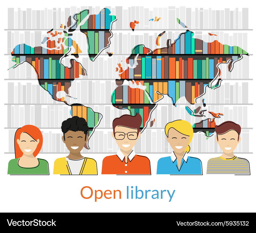 Open library Royalty Free Vector Image - VectorStock