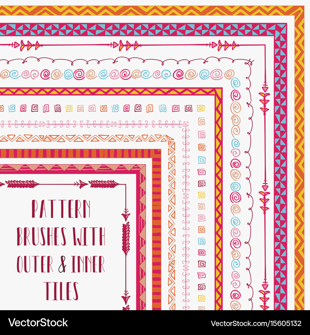 Pattern brushes with outer and inner corner Vector Image