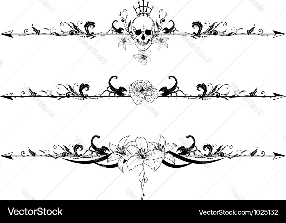 Set of gothic borders Royalty Free Vector Image