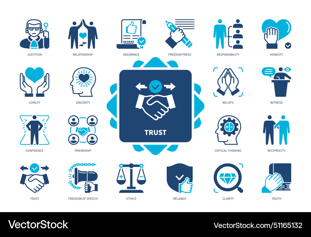 Trust solid icon set Royalty Free Vector Image