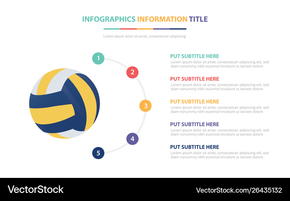 Volley ball sport infographic template concept Vector Image